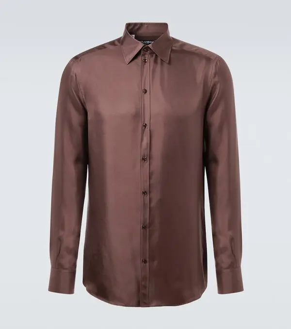 Dolce & Gabbana Silk Twill Dress Shirt - Brown