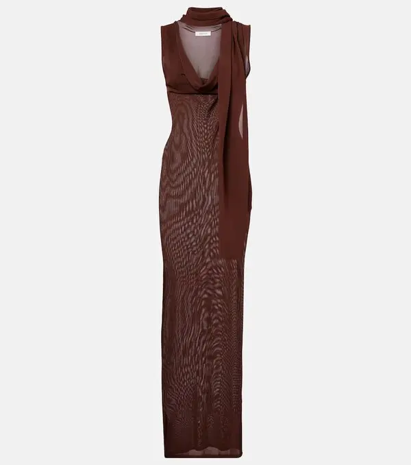 AYA MUSE Scarf-detail Draped Maxi Dress