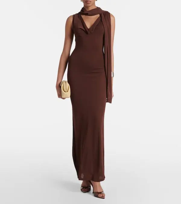 AYA MUSE Scarf-detail Draped Maxi Dress