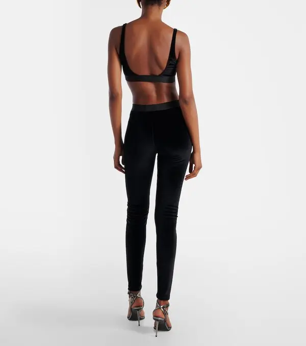 TOM FORD Logo Velour Leggings