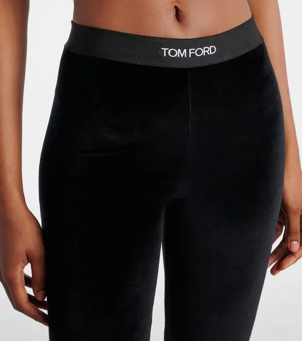 TOM FORD Logo Velour Leggings