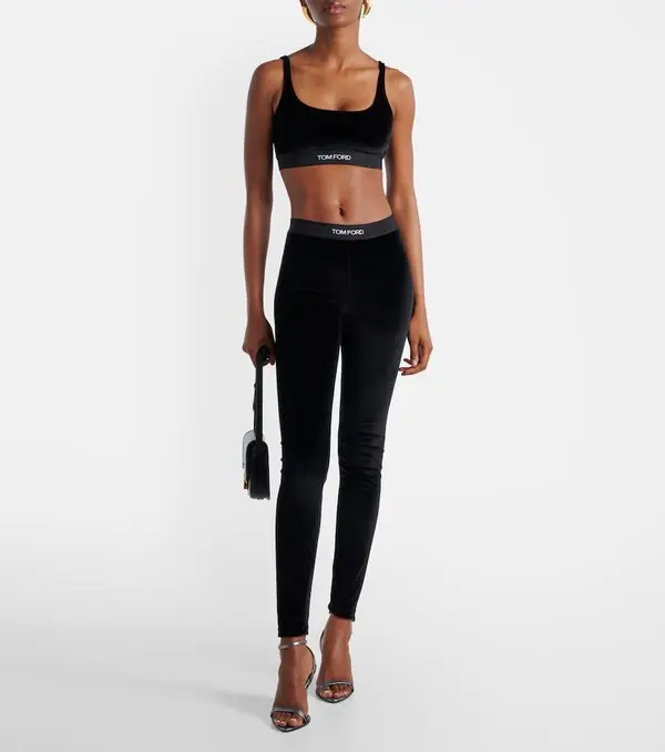 TOM FORD Logo Velour Leggings