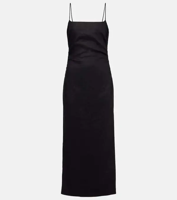 SIR. Linen Midi Dress - Black