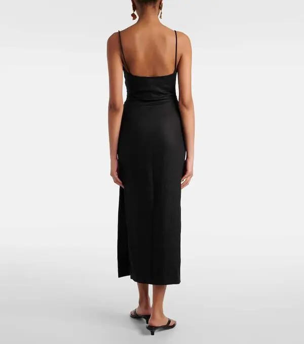 SIR. Linen Midi Dress - Black