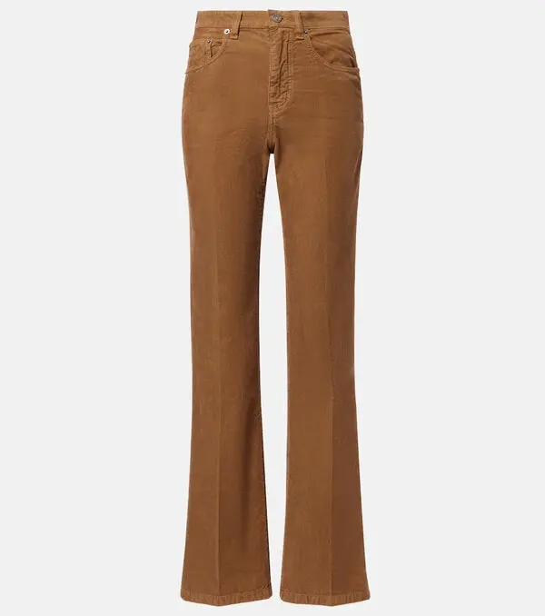 Saint Laurent Clyde Cotton Corduroy Straight Pants - Brown
