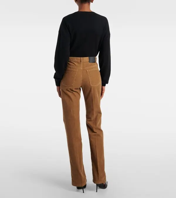 Saint Laurent Clyde Cotton Corduroy Straight Pants - Brown