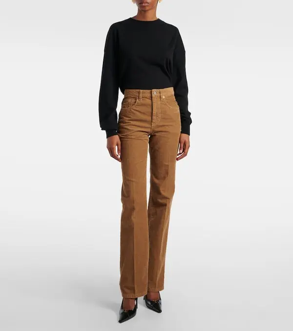 Saint Laurent Clyde Cotton Corduroy Straight Pants - Brown