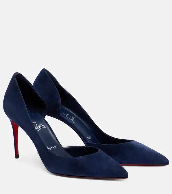 CHRISTIAN LOUBOUTIN Iriza 85 Suede Pumps - Blue