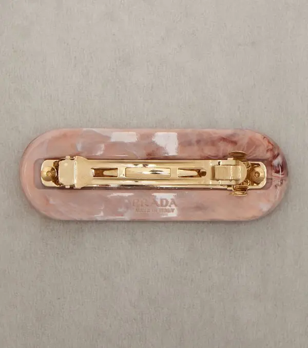 Prada Logo Crystal-embellished Barrette - Pink