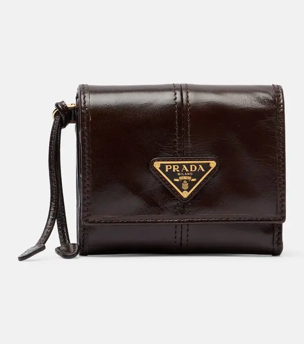 Prada Logo Leather Wallet - Brown
