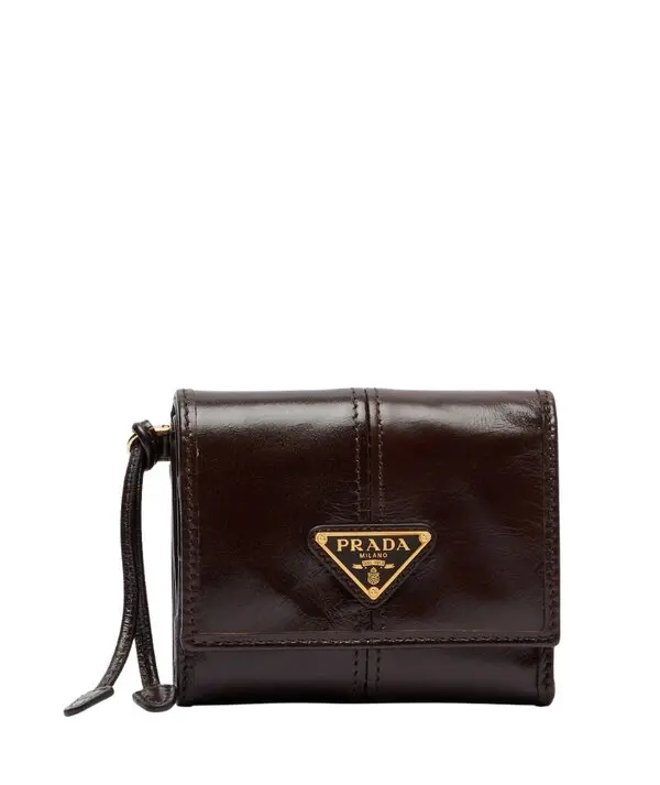 Prada Logo Leather Wallet - Brown
