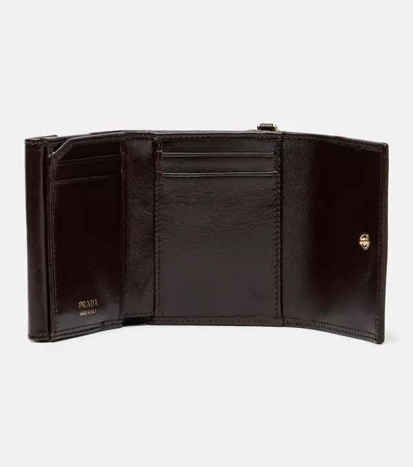 Prada Logo Leather Wallet - Brown