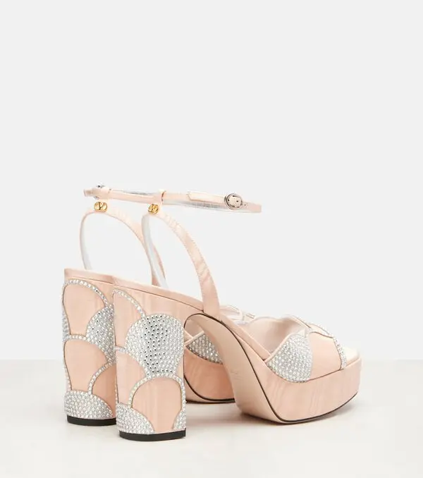 Valentino Garavani Bowow 115 Moiré Platform Sandals - Pink