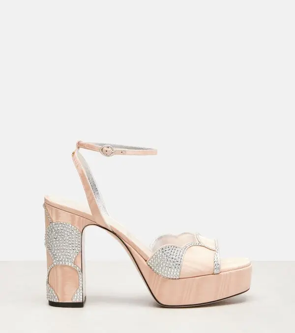 Valentino Garavani Bowow 115 Moiré Platform Sandals - Pink