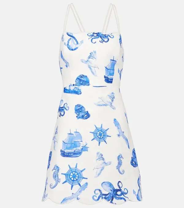 Farm Rio Printed Linen Minidress - White