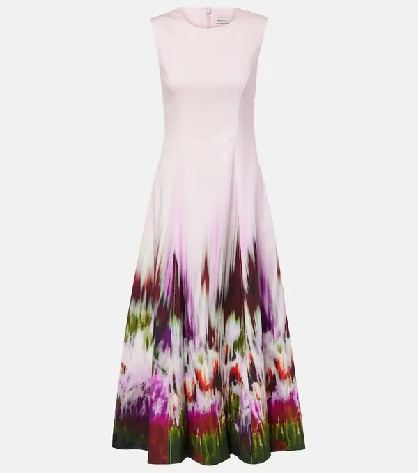 Simkhai Magnolia Cotton And Rayon-blend Midi Dress - Pink