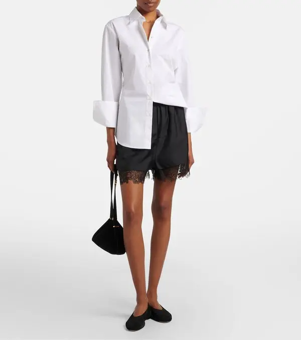 RÓHE Lace-trimmed Silk Shorts - Black