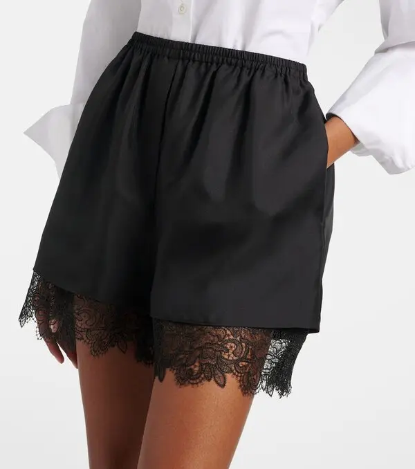 RÓHE Lace-trimmed Silk Shorts - Black