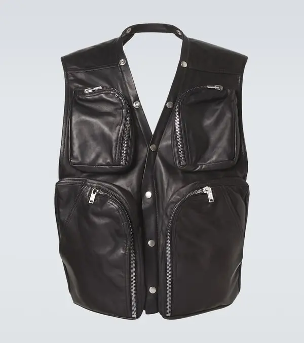 Rick Owens Lamb Leather Vest - Black