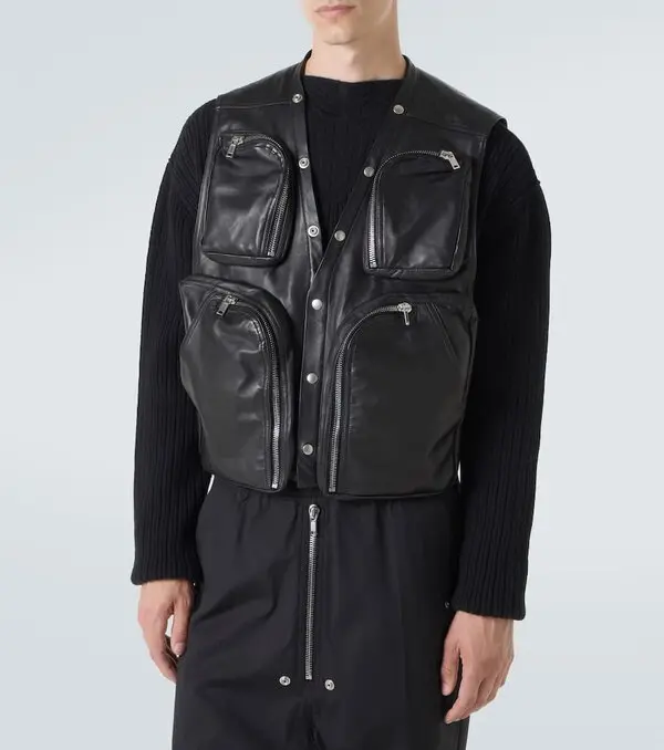 Rick Owens Lamb Leather Vest - Black
