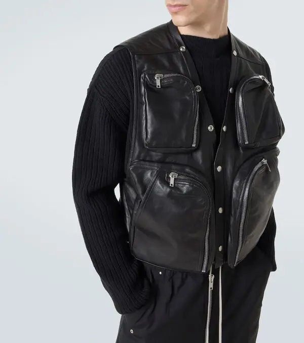 Rick Owens Lamb Leather Vest - Black