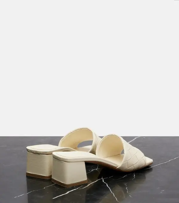 Bottega Veneta Intrecciato Leather Mules - White