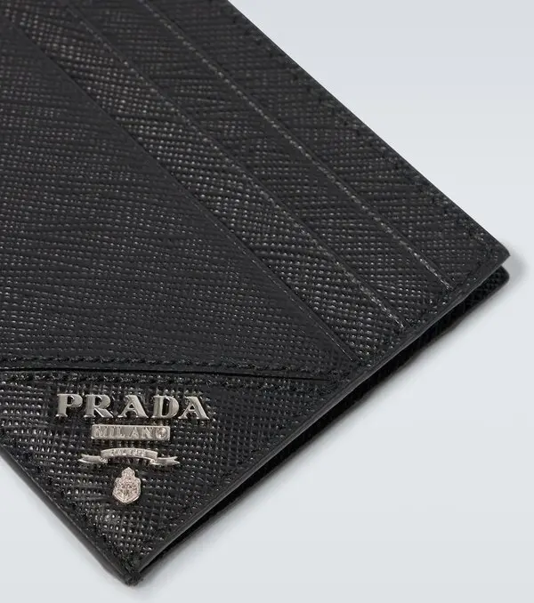 Prada Logo Saffiano Leather Card Holder