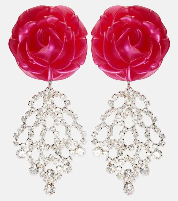 Magda Butrym Crystal-embellished Floral Drop Earrings - Silver