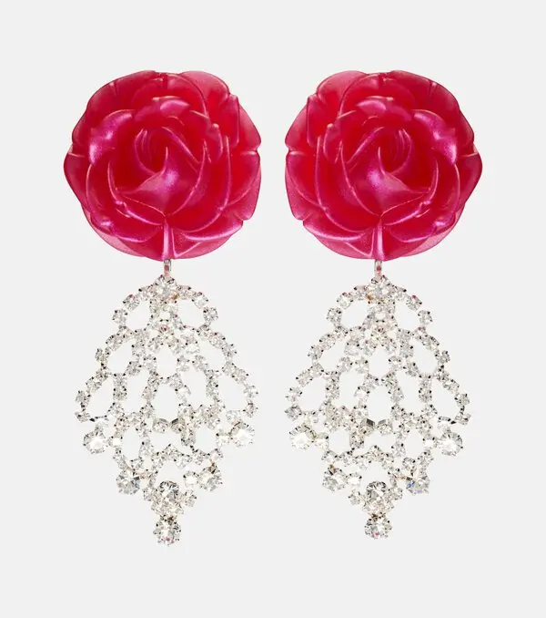 Magda Butrym Crystal-embellished Floral Drop Earrings - Silver