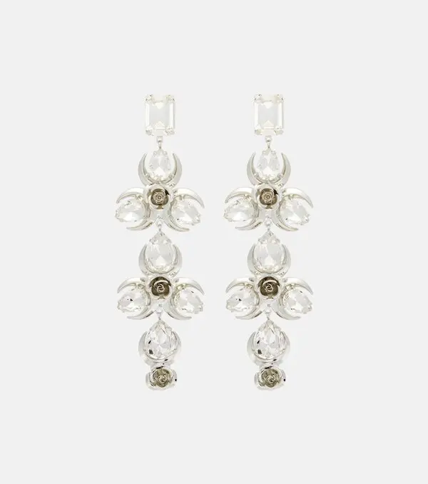 Magda Butrym Crystal-embellished Floral Drop Earrings - Silver