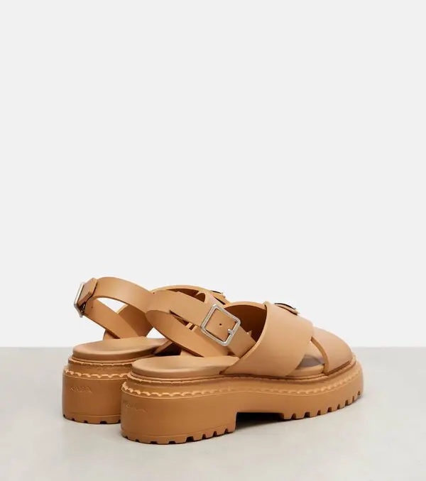 Prada Logo Rubber Platform Sandals