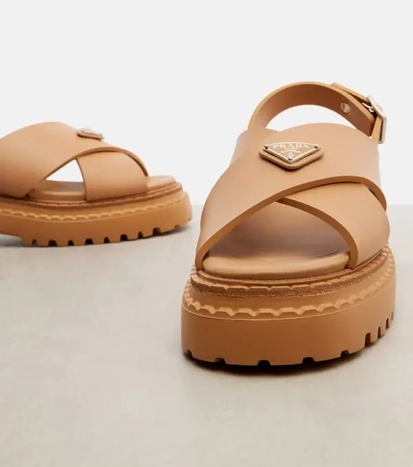 Prada Logo Rubber Platform Sandals