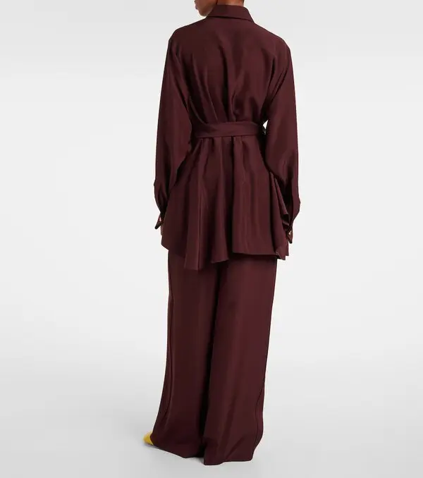 Loewe Belted Silk Blouse - Burgundy