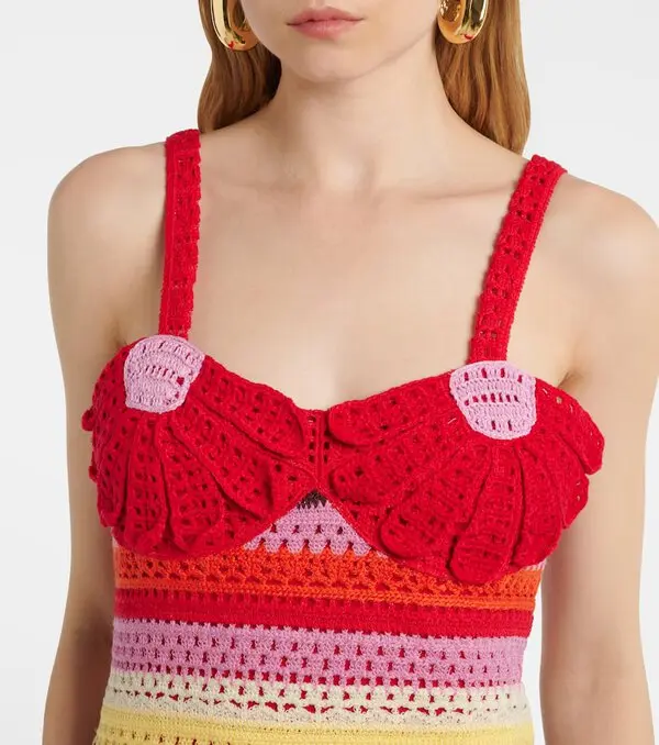 farm rio multi stripes crochet dress Farm Rio Striped Crochet Midi Dress In Multicoloured - 60% Off