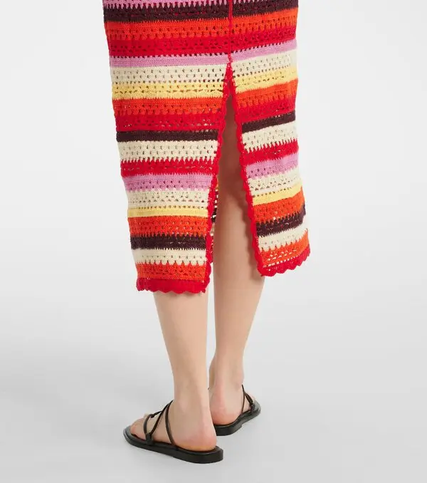 farm rio multi stripes crochet dress Farm Rio Striped Crochet Midi Dress In Multicoloured - 60% Off