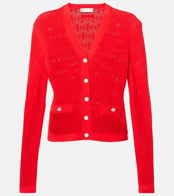 Tory Burch T Monogram Jacquard Cardigan - Red