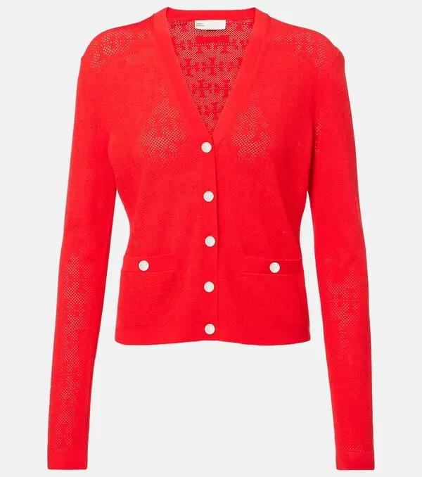 Tory Burch T Monogram Jacquard Cardigan - Red