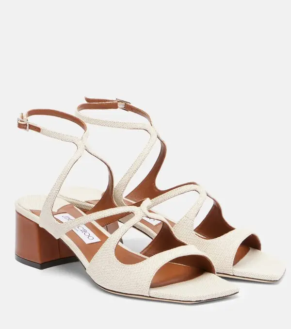 JIMMY CHOO Azilia 45 Canvas Sandals - Brown