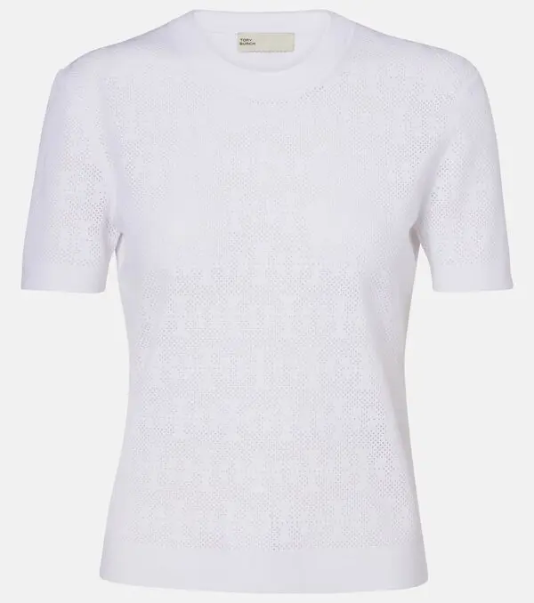 Tory Burch T Monogram Jacquard Sweater - White
