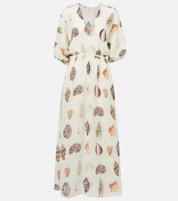 ERES Printed Silk Midi Dress - Beige