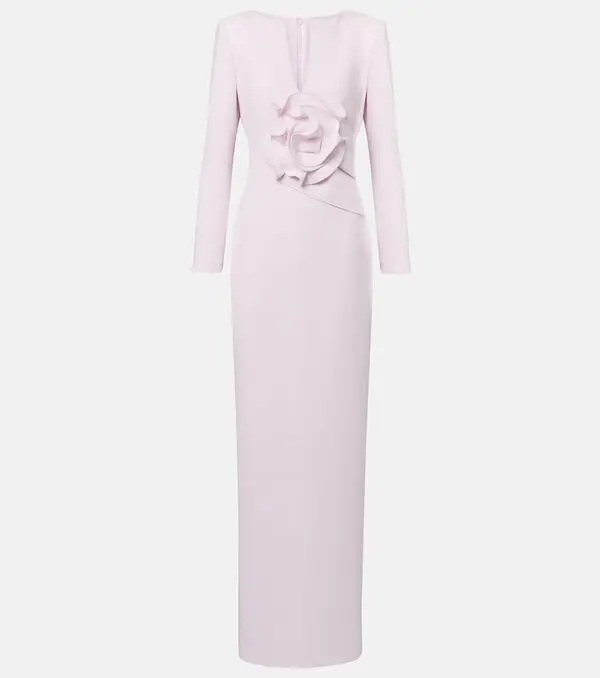 Roland Mouret Floral-appliqué Gathered Gown - Pink