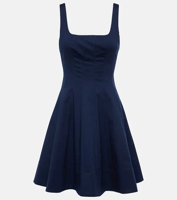 Staud Wells Cotton Poplin Mini Dress - Blue