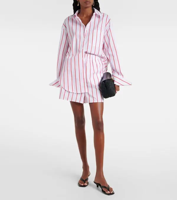 THE FRANKIE SHOP Lui Striped Cotton Poplin Shirt - Red