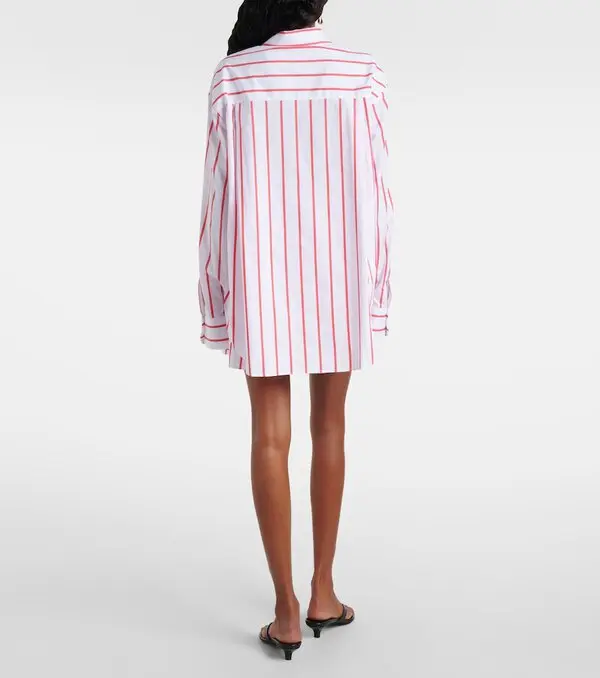 THE FRANKIE SHOP Lui Striped Cotton Poplin Shirt - Red