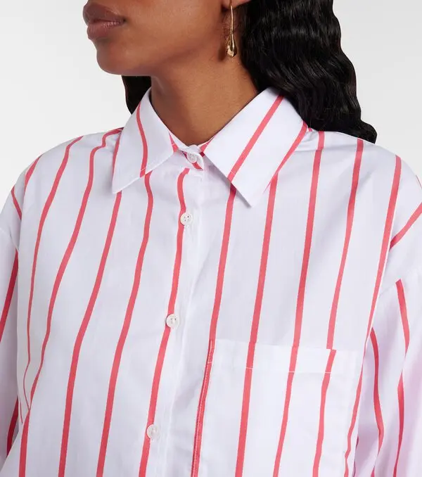 THE FRANKIE SHOP Lui Striped Cotton Poplin Shirt - Red