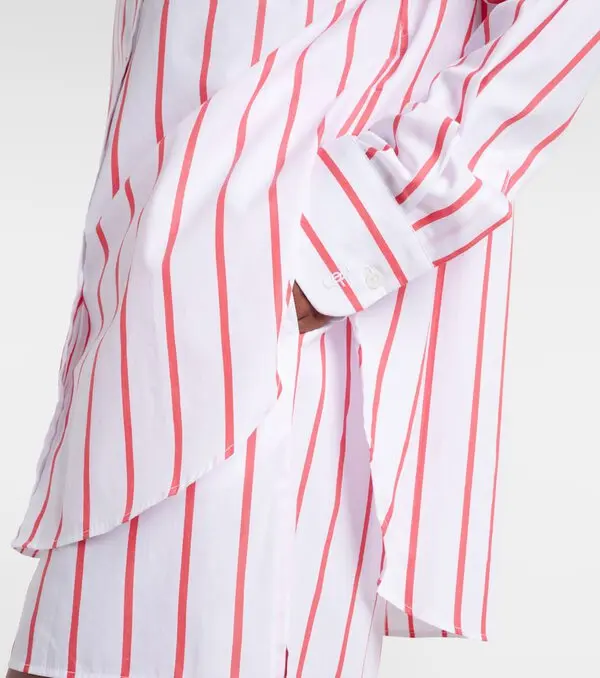 THE FRANKIE SHOP Lui Striped Cotton Poplin Shirt - Red