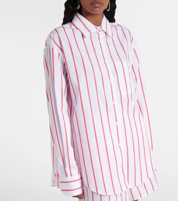 THE FRANKIE SHOP Lui Striped Cotton Poplin Shirt - Red