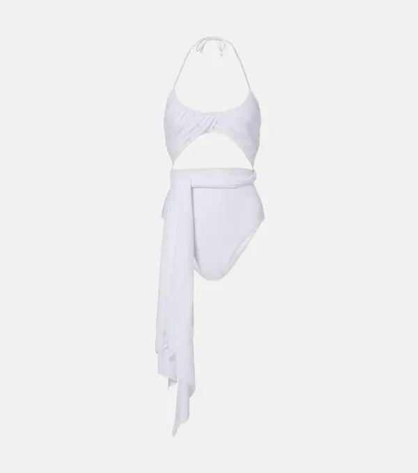 Alaïa Draped Halterneck Swimsuit - White