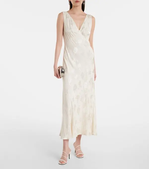 Rixo Sandrine Floral Jacquard Midi Dress