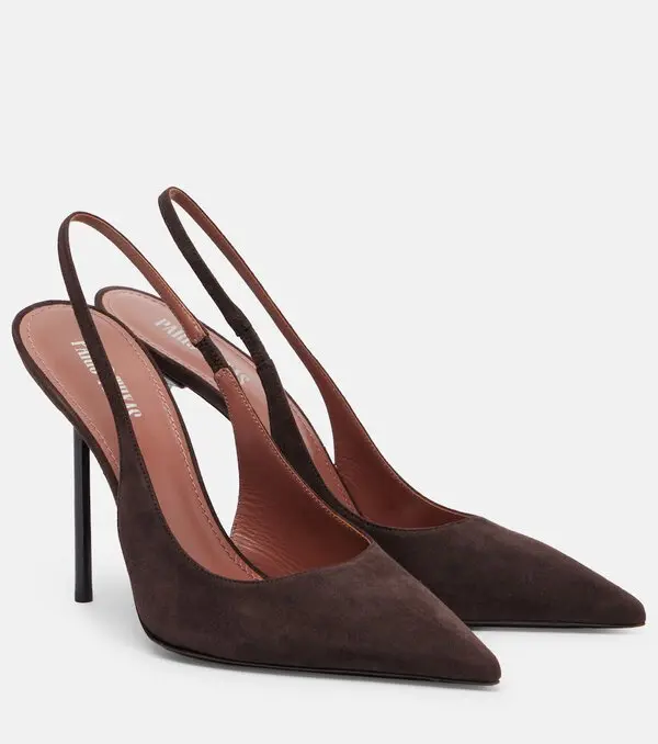 Paris Texas Lidia 105 Suede Slingback Pumps - Brown